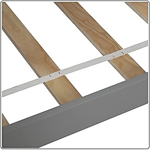 P PURLOVE Twin Over Twin Bunk Bed, L-Shaped Twin Size Bunk Bed Frame Wood Slat Support No Box Spring Needed (Gray)