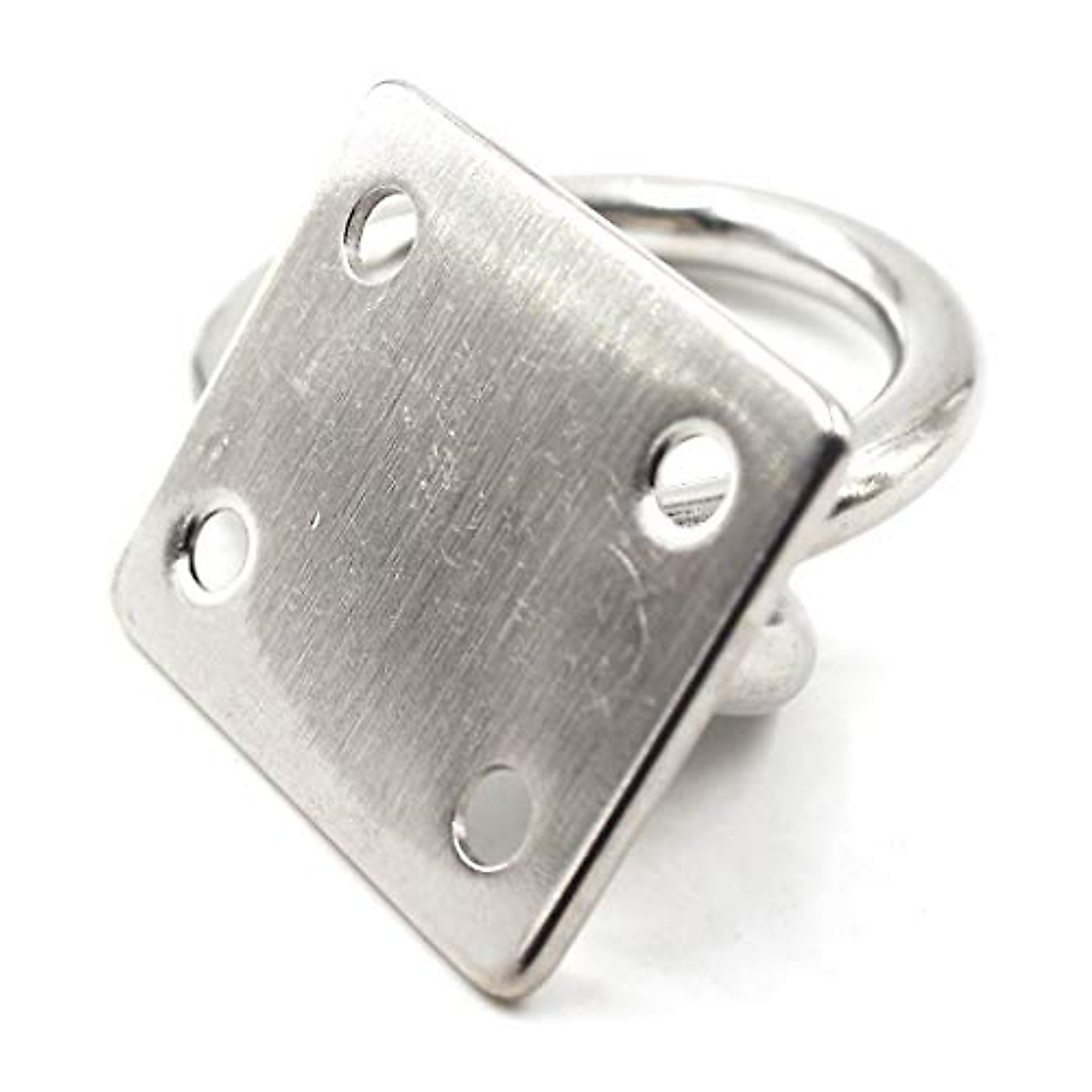 304 Stainless Steel Square Eye Pad Plate with Ring 5/16" 8mm Anchor Mount Great for Yoga Swings Hammocks/Boat Rigging/Marine Deck Hardware/Suspension Training Straps (2PCS)