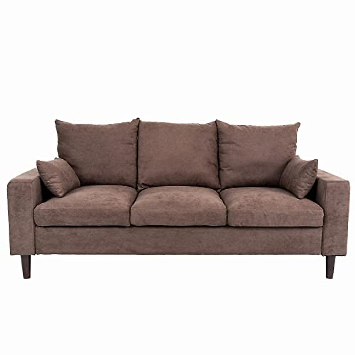 Panana Modern 3-Seat Sofa Couch with Reversible Back Cushions Linen Fabric Sofa 3 Seater Couch for Small Apartment (Brown, 3 Seater)