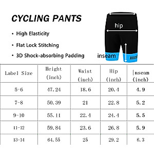 KID1234 Boys Cycling Pants 3D Padded Shorts Girls Bike Shorts Black Bike Shorts for Kids