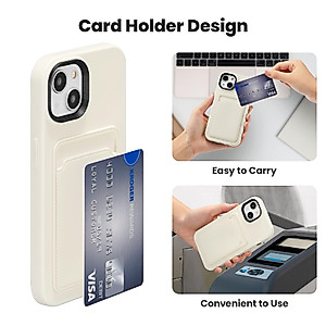 ZCDAYE for iPhone 13 Soft Silicone Case with Card Holder, Silky Touch Camera Protection Credit Card Slot Case, Slim Protective Phone Wallet Cover for iPhone 13(6.1 inch), White