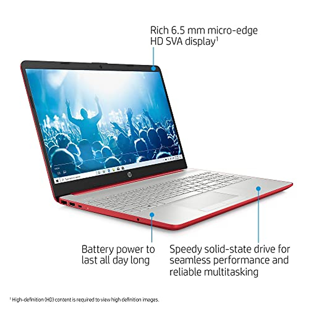 HP 2023 Newest Pavilion 15.6" HD Laptop, Quad Core Intel Pentium N5030 (Upto 3.1GHz), 8GB RAM, 256GB SSD, Intel UHD Graphics, WiFi, Webcam, RJ-45, 11hr+ Battery, Scarlet Red, Win 11+MarxsolCables