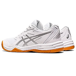 ASICS Women's Upcourt 5 Volleyball Shoes, 8.5, White/Pure Silver