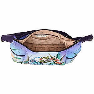 Anna by Anuschka Women’s Leather-Large Shoulder Hobo, Midnight Peacock