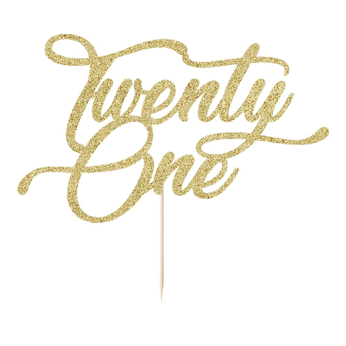 Twenty One Cake Topper- 21st Birthday Cake Topper,21st Birthday Decorations,21st Cake Topper,Happy 21st Birthday Cake Topper (Golden)