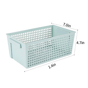 EYSOLD Plastic Storage Baskets, Portable PP Storage Boxes with Handles, Desktop Storage Box (6-Pack, Blue)