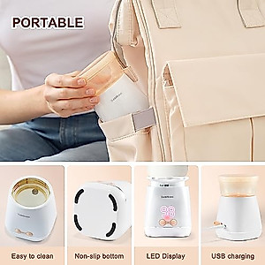 Bottle Warmer, Portable Bottle Warmer for Travel with 4 Adapters, Rechargeable Fast Heating Baby Bottle Warmer with Precise Temperature Selection for Baby Breastmilk, Water, Formula