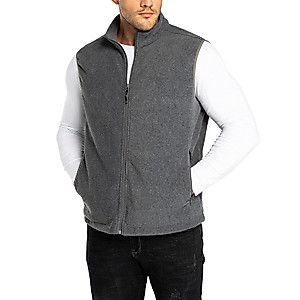 33,000ft Men's Fleece Vest, Lightweight Warm Zip Up Polar Vests Outerwear with Zipper Pockets, Sleeveless Jacket for Winter