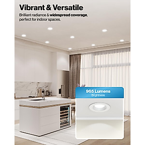 Sunco 5CCT Retrofit LED Recessed Lighting 6 Inch, 2700K/3000K/3500K/4000K/5000K Selectable, Dimmable Can Lights, Smooth Trim, 13W=75W, 965LM, Damp Rated, UL-Certified 4 Pack