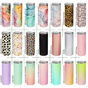 Personalized Skinny Tumbler with Lid & Straw, 20 Oz with Custom Text, 21 Color Styles, 10 Fonts - Personalized Gifts for Mom, Bridesmaid Proposal Gifts, Best Friend Birthday Gifts for Women