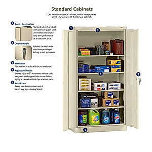 Tennsco 7214 24 Gauge Steel Standard Welded Combination Storage Cabinet, 5 Shelves, 150 lbs Capacity per Shelf (50 lbs per half shelf), 36" Width x 72" Height x 18" Depth, Putty