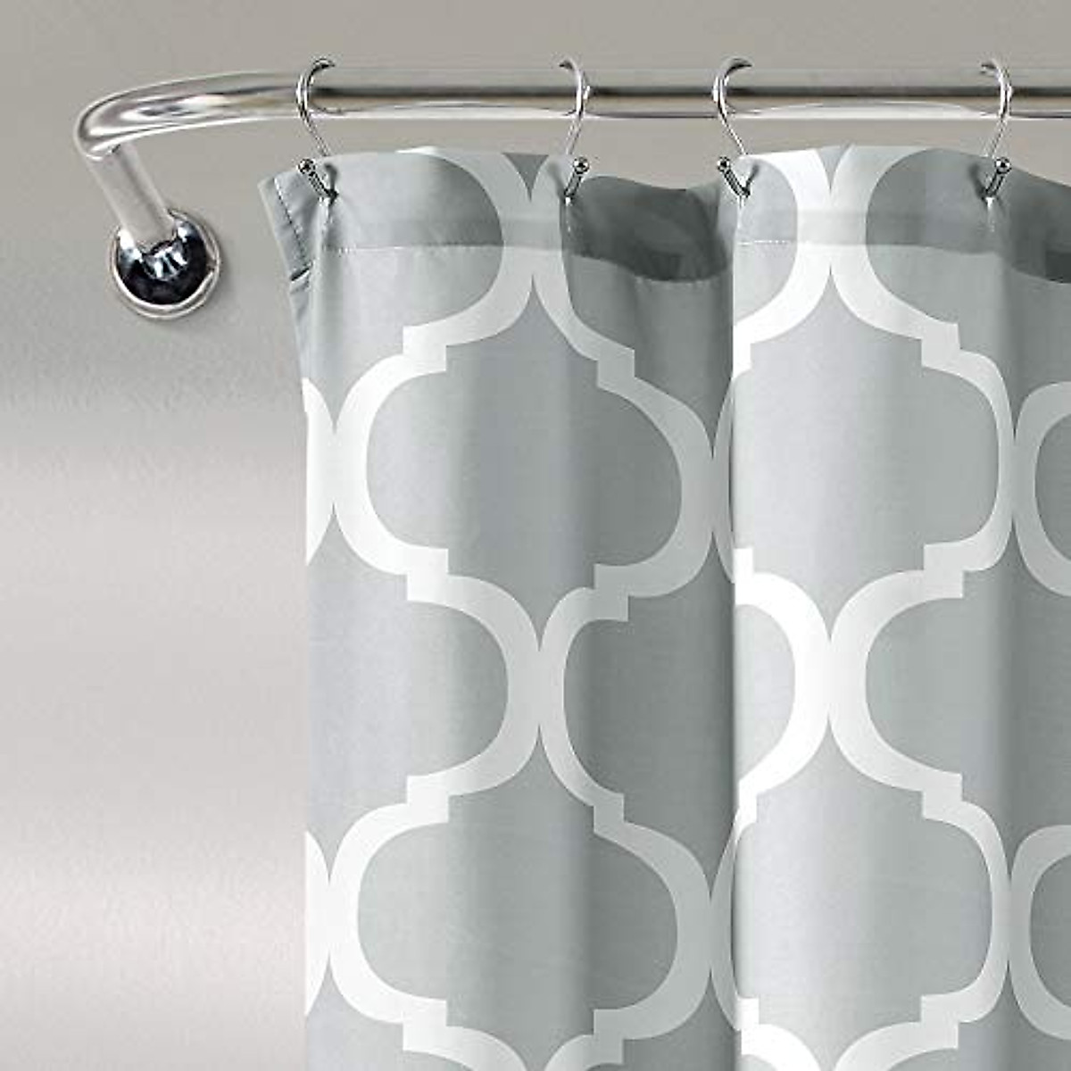 Lush Decor Washable and Durable, 72" x 72" Bathroom Shower Curtain with Bold Trellis Print on Soft Gray Fabric, Light