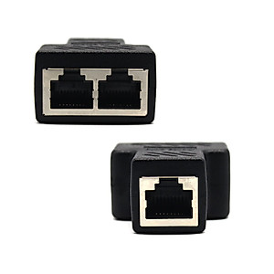 MOTONG RJ45 Splitter Adapter 1 to 2 Dual Female Port CAT 5/CAT 6 LAN Ethernet Socket Splitter Connector Adapter