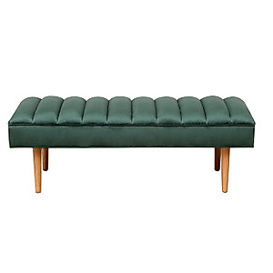 LKTART 52" Entryway Bench Velvet Bench for Bedroom Modern Ottoman End of Bed Padded Benches for Living Room Foyer Mudroom Hallway Green