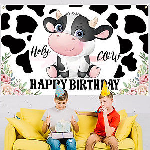 Cow Birthday Party Decoration Holy Cow Backdrop Decorations Cow Birthday Party Supplies Cow Themed Birthday Party Backdrop Decorations for Farm Animals Theme Party Baby Shower Supplies