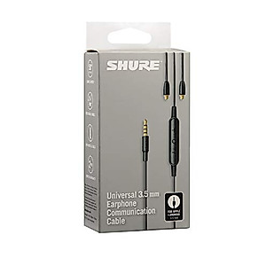Shure RMCE-UNI Remote Mic Universal Communication Cable for Detachable SE Earbuds Earphones - 3.5mm Connector, 50-inches Long - Calls, Voice Prompts, Volume/Playback Control on Apple & Android Devices