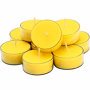 DEYBBY Aromatherapy Soy Wax Tea Candle, Lemon Scented Clear Cup Summer Candles Gift for Home|4 Hour Burn Time|Smokeless& Long Lasting|Great for Bar, Dinner (Pack of 12)