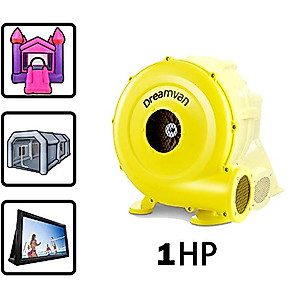 Air Blower for Inflatables- Inflatable Blower- 750 Watt, 1HP Bounce House Blower for Jumper, Bouncy Castle Yellow Electric Air Pump Fan Commercial Blower