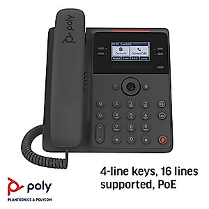Poly Edge B30 IP Desk Phone, PoE (Polycom) - Open SIP - Connect to 16 Lines - Power Over Ethernet - Acoustic Fence Technology - RJ9 and 3.5mm Headset Ports - Illuminated Keys Where You Need Them