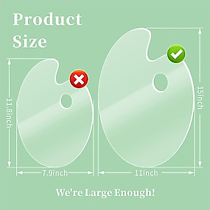 Paint Pallet Paint Palette, Large Acrylic Paint Palette, Upgrade Big Size Acrylic Palette 15 X 11 Inches Oval, Easy Clean Transparent Non-Stick Painting Palette