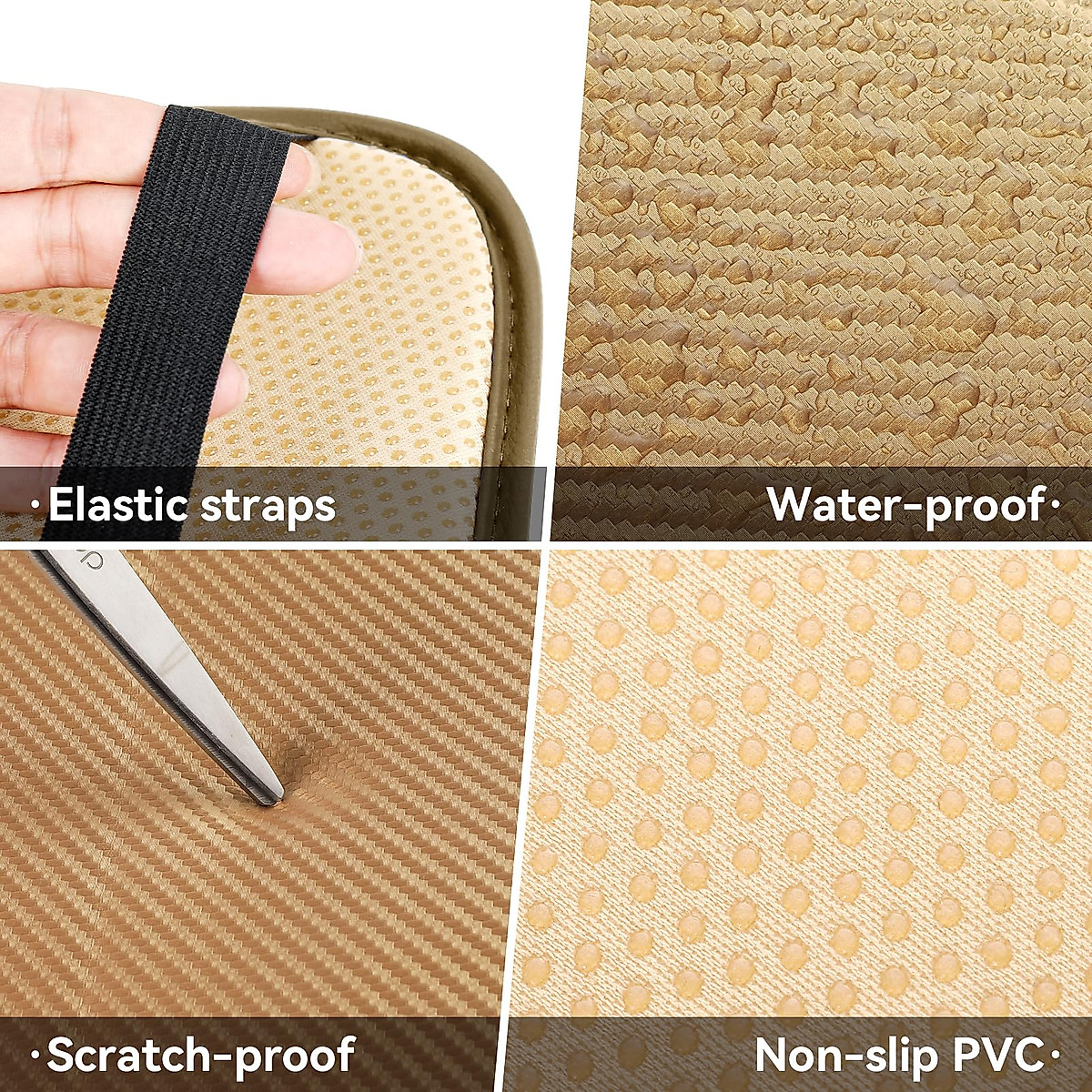 Amiss Car Center Console Pad, Universal Waterproof Car Armrest Seat Box Cover, Car Interior Accessories, Carbon Fiber PU Leather Auto Armrest Cover Protector for Most Vehicle, SUV, Truck, Car (Gold)