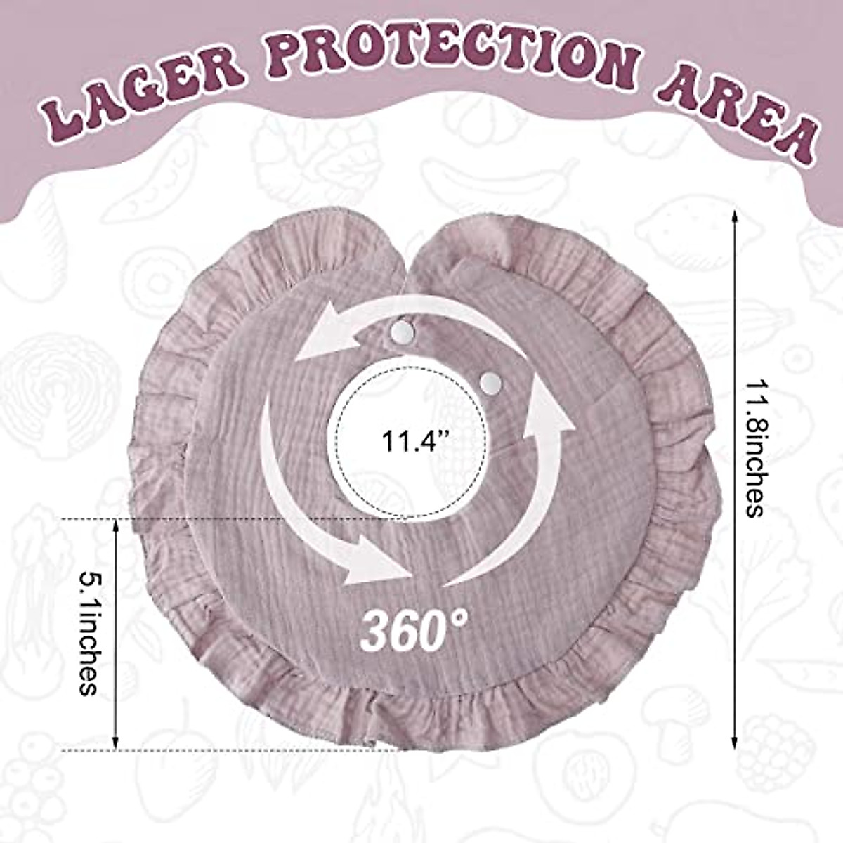 12 Pcs 360° Rotate Muslin Bibs Teething Absorbent Drool Bibs 4 Layers Adjustable Snap Cotton Newborn Bandana Bibs Suitable for over 6 Months