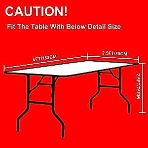 Eurmax USA Rectangular Fitted Spandex Table Covers 6ft Tablecloth Wedding Event Patio Table Decorations Stretch Table Cover for 6ft Folding Table (Black)