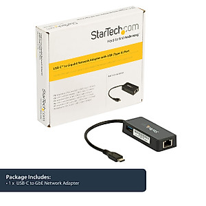 StarTech.com USB-C to Ethernet Gigabit Adapter - Thunderbolt 3 Compatible - USB Type C Network Adapter - USB C Ethernet Adapter (US1GC301AU)