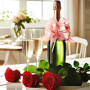 Gjinxi 6 PCS Large Pull Bows Gift Wrap Pull Bows 6 Inches Wedding Ribbon Bows Chiffon Pink Flower Boxes Decoration Bouquets Present Supplies Fit Hairstyle Crafts DIY Christmas Party Birthday Wedding