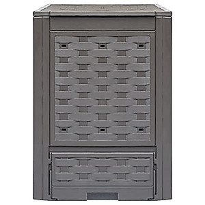 Compost Bin | Garden Composter Bin | Outdoor Composting Box for Backyard Yard Patio Outside | Brown Plastic with Rattan Look | 23.6" x 23.6" x 32.7" 79.3 Gallon by FurturHome
