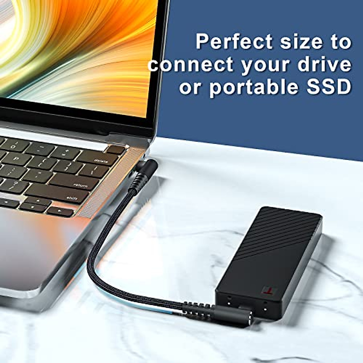 USB C to USB C Cable 100W 1ft 3 Pack 90 Degree Type C Cable Nylon Braided Right Angle USBC Fast Charging Cable Compatible with MacBook Pro 2021, iPad Pro 2021, Samsung, Pixel, LG