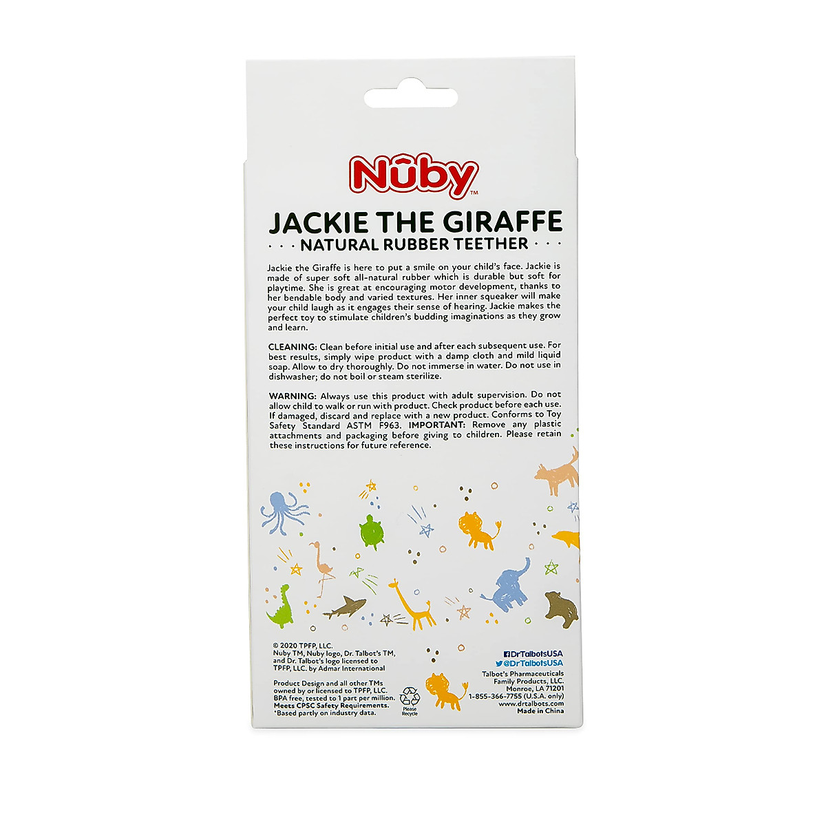 Nuby Jackie The Giraffe Natural Rubber Baby Teether - 3+ Months - Baby Teething Toy