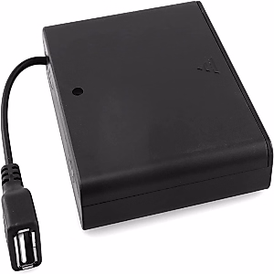 AIMPGSTL 6AA Battery Holder USB Female Socket 6 Slots AA Battery Case Box USB Port Power Supply Battery Box with ON-Off Switch and Cover 6 x 1.5V, with USB Cable