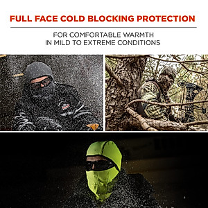 Ergodyne N-Ferno 6823 Balaclava Ski Mask, Wind-Resistant Face Mask, Hinged Design, Each, Black, One Size
