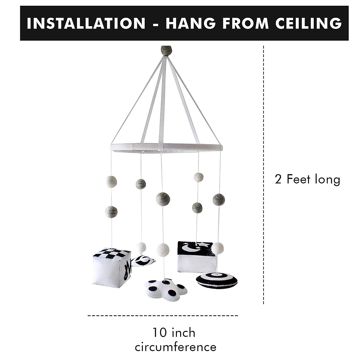 Reversible Baby Mobile - Brain Stimulation to Engage Your Newborn - Felt Mobile with Two Sides for Continued Engagement