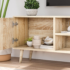 TV Stands for Living Room - 59” Brown Oak TV Stand for Bedroom - Media Entertainment Center - Media Cabinet TV Stand with Storage - Modern TV Stand for 60 Inch TV with Doors & Shelves