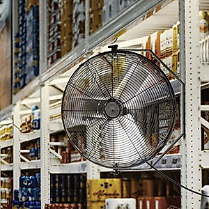 Simple Deluxe 24 Inch Industrial Wall Mount Fan, 3 Speed Commercial Ventilation Metal Fan for Warehouse, Greenhouse, Workshop, Patio, Factory and Basement - High Velocity, black