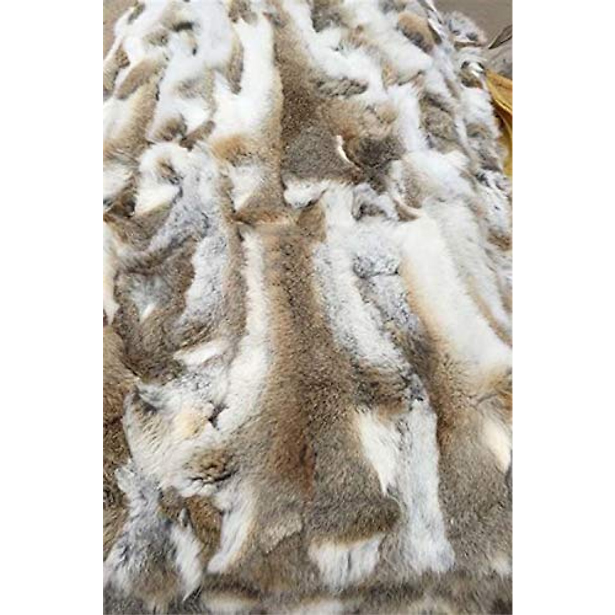 Seek4comfortable Soft Real Rabbit Fur Throw Blanket Rug Patchwork Skin Fur Rug Pelz Leather Pelt Home Kitchen Bed Throws, 43" x 22"(Straw Yellow)