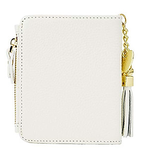 Women's RFID Mini Soft Leather Bifold Wallet With ID Window Card Sleeve Coin Purse (White)