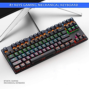 K917 RGB Mechanical Gaming Keyboard 87Key Retro Keyboard-Blue Switch-LED Backlit- Round Keycaps Anti-Ghosting Mechanical Illuminated Keyboard for PC Gaming and MAC (Retro-Black)