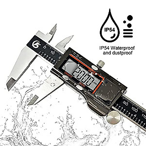 KETOTEK Digital Caliper Measuring Tool, IP54 Waterproof Stainless Steel Electronic Vernier Caliper 6 Inch/150mm Digital Micrometer with Large LCD Screen