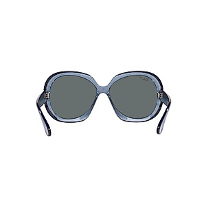 Ray-Ban Women's RB4098 Jackie Ohh II Butterfly Sunglasses, Transparent Blue/Dark Grey Polarized, 60 mm