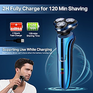 Electric Razor for Men,Electric Shavers for Men Wet Dry,Waterproof Wet Dry Men's Electric Razor for Face Shaving,Cordless Grooming Kit Man Electric Facial Rotary Shaver USB Rechargeable