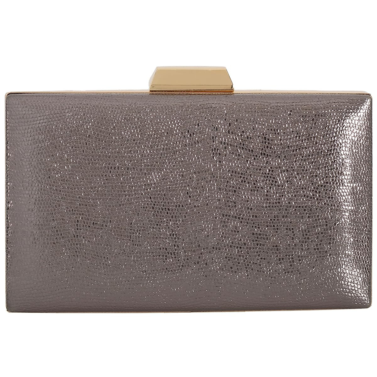 JNB Women's Metallic Material Hard Case Evening Party Clutch,Gold