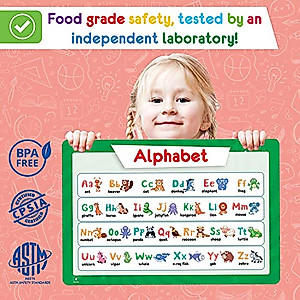 Simply Magic 5 Placemats for Kids - Kids Placemats Non Slip, Washable Reusable Toddler Placemats, Educational Placemats: Alphabet ABC, Shapes, Colors, Numbers, Solar System, Plastic Placemats for Kids