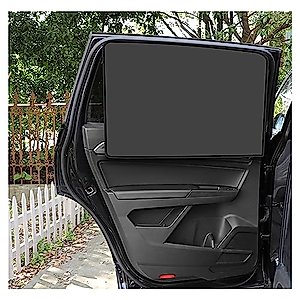 Kewucn Car Window Sun Shade, 2PCS Auto Front and Rear Windshield Curtains with Magnetic, UV Rays Protection&Sun Heat Block Car Window Covers, Universal Privacy Sunshades for Cars (Black-Back Window)