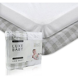 Fitted Crib Sheet Set. Luxe Baby Crib Sheets Girl and Boy. Grey Design Crib Sheets in Ultra Soft Cotton, Crib Sheets Set Fits All Crib Mattresses