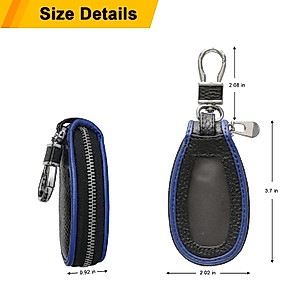 VSLIH Universal Genuine Leather Key Case Car Smart fob Cover Keychain for Remote Key Fob (Black-blue)