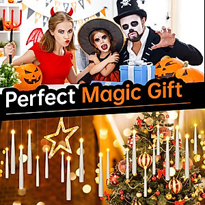 20Pack Christmas Decorations-Flameless Floating Candles with Magic Wand Remote, Flickering Flameless Taper Candles, Dripless LED Handheld Candles Home Decorations for Festive Wedding Halloween