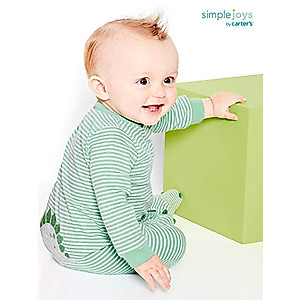 Simple Joys by Carter's Baby Boys' 2-Way Zip Cotton Footed Sleep and Play, Pack of 2, Dinosaur Print, 6-9 Months